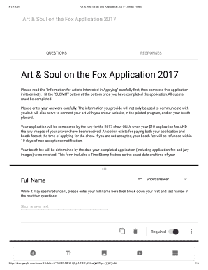 Fillable Online Art & Soul on the Fox Application 2017 - Google Forms ...
