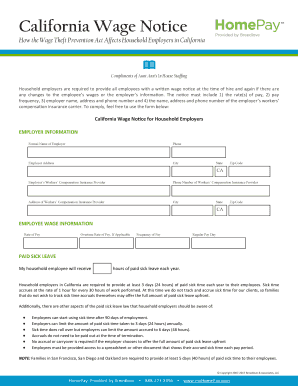 Fillable Online California Wage Notice Fax Email Print - pdfFiller