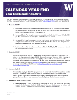 Fillable Online USE THIS CHECKLIST OF UPCOMING YEAR-END DEADLINES TO ...