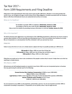 Fillable Online Form 1099 Requirements and Filing Deadline Fax Email ...