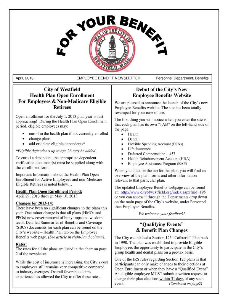 Fillable Online EMPLOYEE BENEFIT NEWSLETTER Fax Email Print - pdfFiller