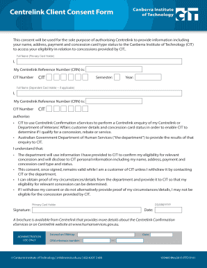Fillable Online Centrelink Client Consent Form Fax Email Print - pdfFiller