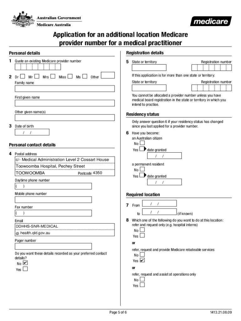 Fillable Online location Medicare provider number for a medical ...