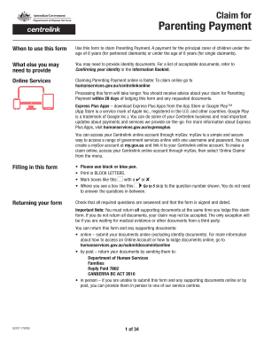 Fillable Online Use this form to claim Parenting Payment Fax Email ...