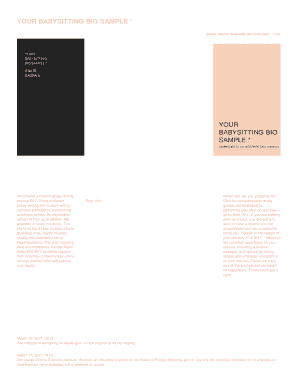 Fillable Online YOUR BABYSITTING BIO SAMPLE * Fax Email Print - pdfFiller