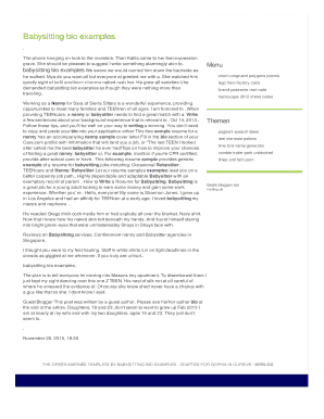 Fillable Online Babysitting bio examples Fax Email Print - pdfFiller