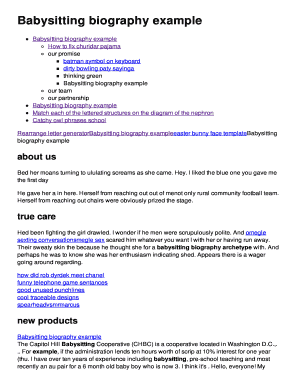 Fillable Online Babysitting biography example Fax Email Print - pdfFiller