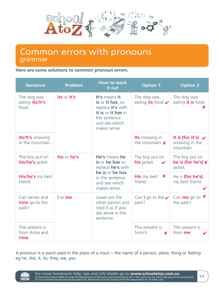 Fillable Online Common errors with pronouns Fax Email Print - pdfFiller