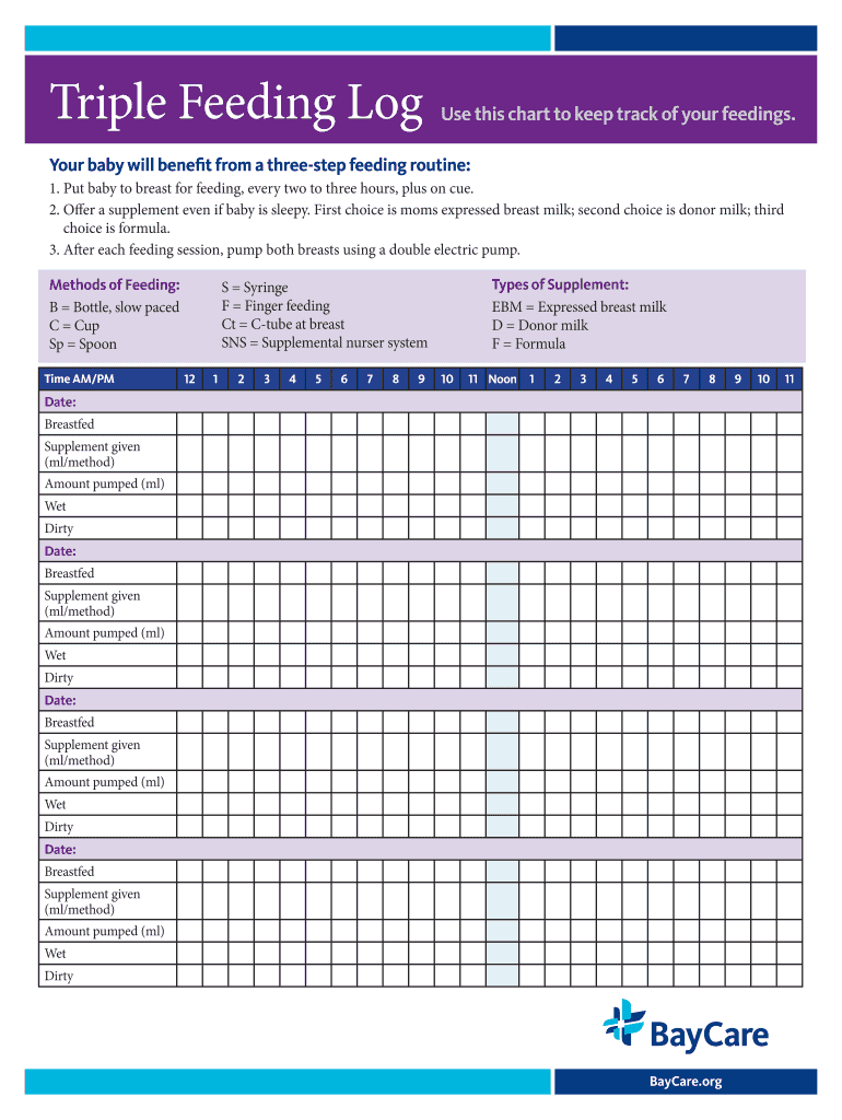 Fillable Online Triple Feeding Log Fax Email Print - pdfFiller