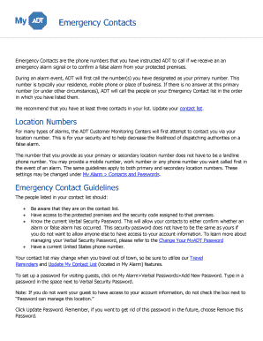 Fillable Online Emergency Contacts are the phone numbers that you have ...