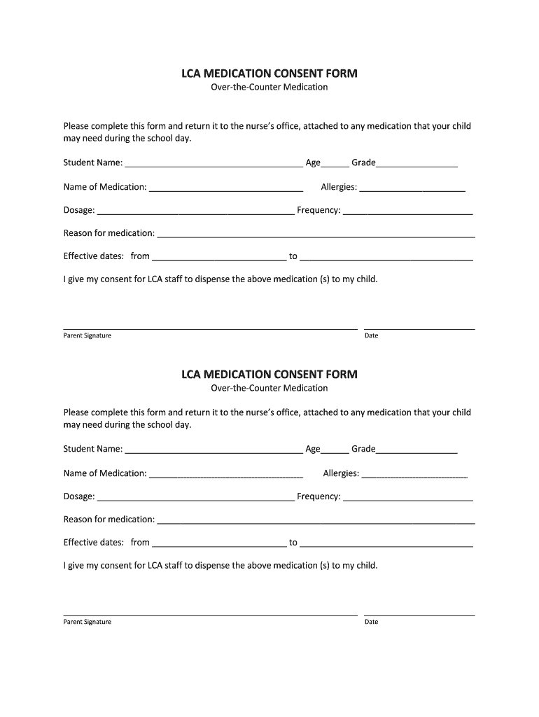 Fillable Online LCA MEDICATION CONSENT FORM Fax Email Print - pdfFiller
