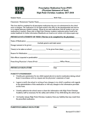 Fillable Online Prescription Medication Form (PMF) Fax Email Print ...