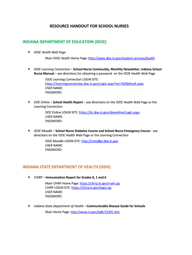 Fillable Online RESOURCE HANDOUT FOR SCHOOL NURSES Fax Email Print ...