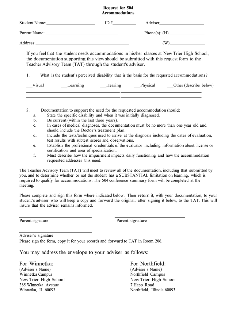 Fillable Online Request for 504 Fax Email Print - pdfFiller
