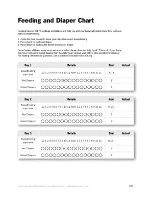 Fillable Online Feeding and Diaper Chart Fax Email Print - pdfFiller