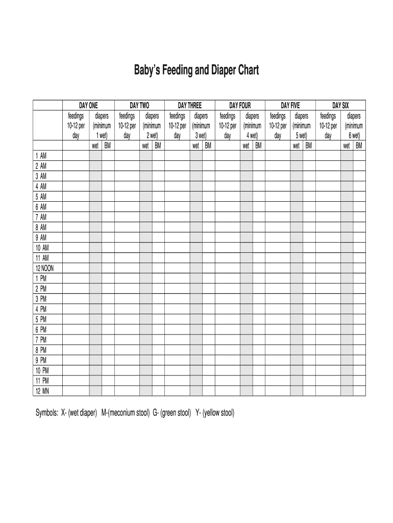 Fillable Online Babys Feeding and Diaper Chart Fax Email Print - pdfFiller