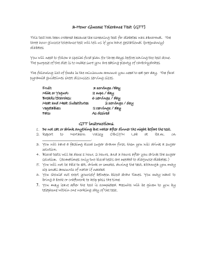Fillable Online 3-Hour Glucose Tolerance Test (GTT) Fax Email Print ...