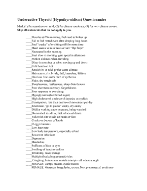 Fillable Online Underactive Thyroid (Hypothyroidism) Questionnaire Fax ...
