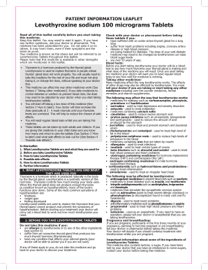 Fillable Online Levothyroxine sodium 100 micrograms Tablets Fax Email ...
