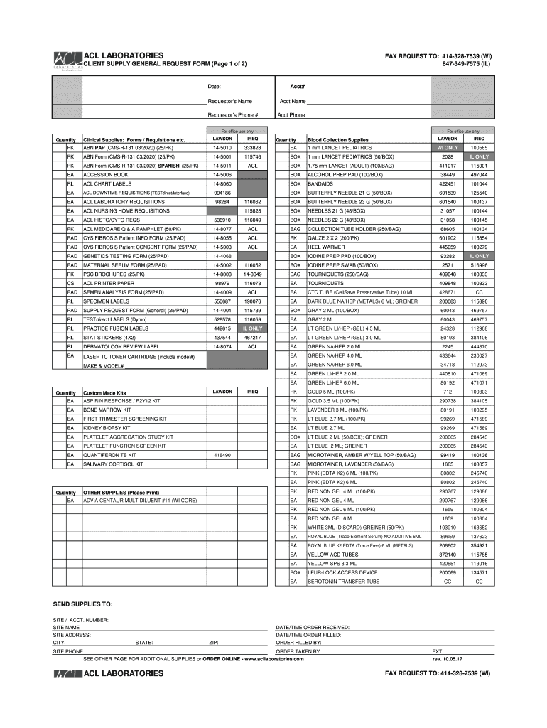 Fillable Online ACL LABORATORIES Fax Email Print - pdfFiller