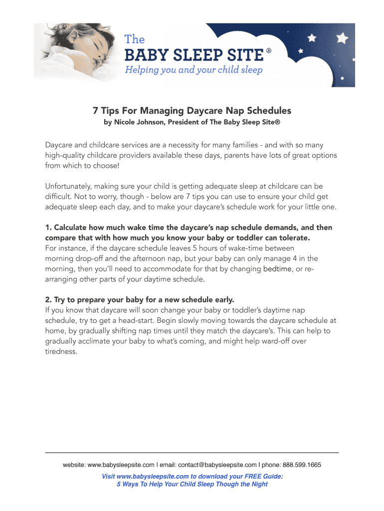 Fillable Online 7 Tips For Managing Daycare Nap Schedules Fax Email ...