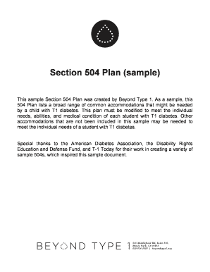 Fillable Online Section 504 Plan (sample) Fax Email Print - pdfFiller