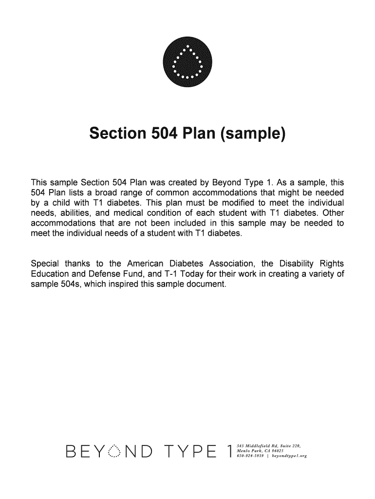 Fillable Online Section 504 Plan (sample) Fax Email Print - pdfFiller
