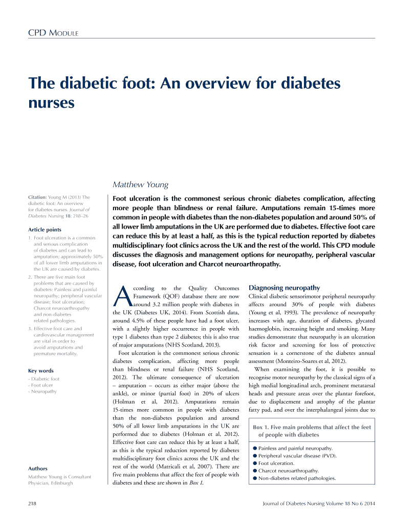 Fillable Online The diabetic foot: An overview for diabetes Fax Email ...