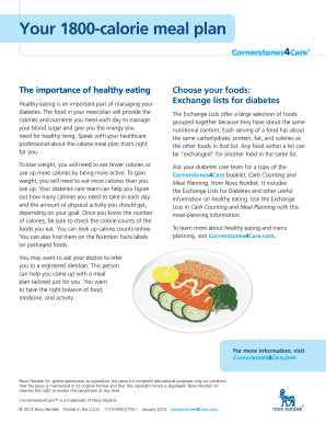 Fillable Online Your 1800-calorie meal plan Fax Email Print - pdfFiller