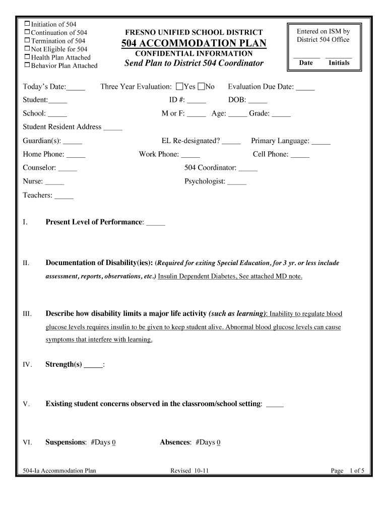 Fillable Online 1Initiation of 504 Fax Email Print - pdfFiller