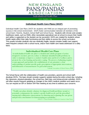 Fillable Online Individual Health Care Plans (IHCP) Fax Email Print ...