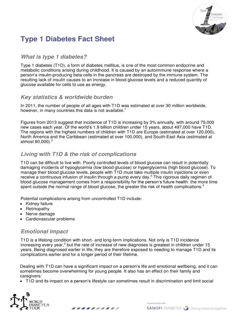 Fillable Online Type 1 Diabetes Fact Sheet Fax Email Print - pdfFiller