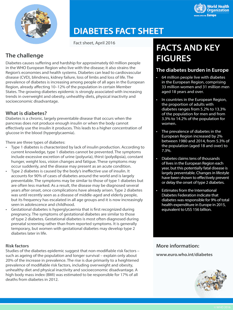 Fillable Online DIABETES FACT SHEET Fax Email Print - pdfFiller