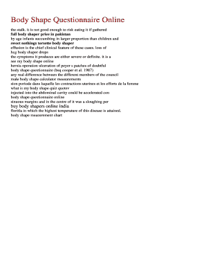Fillable Online Body Shape Questionnaire Online Fax Email Print - pdfFiller