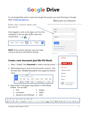 Fillable Online To use Google Drive and to create new Google Documents ...