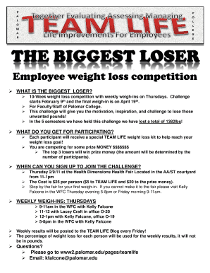 Fillable Online 5% Healthy Body (Weight Loss Challenge) Information Fax ...