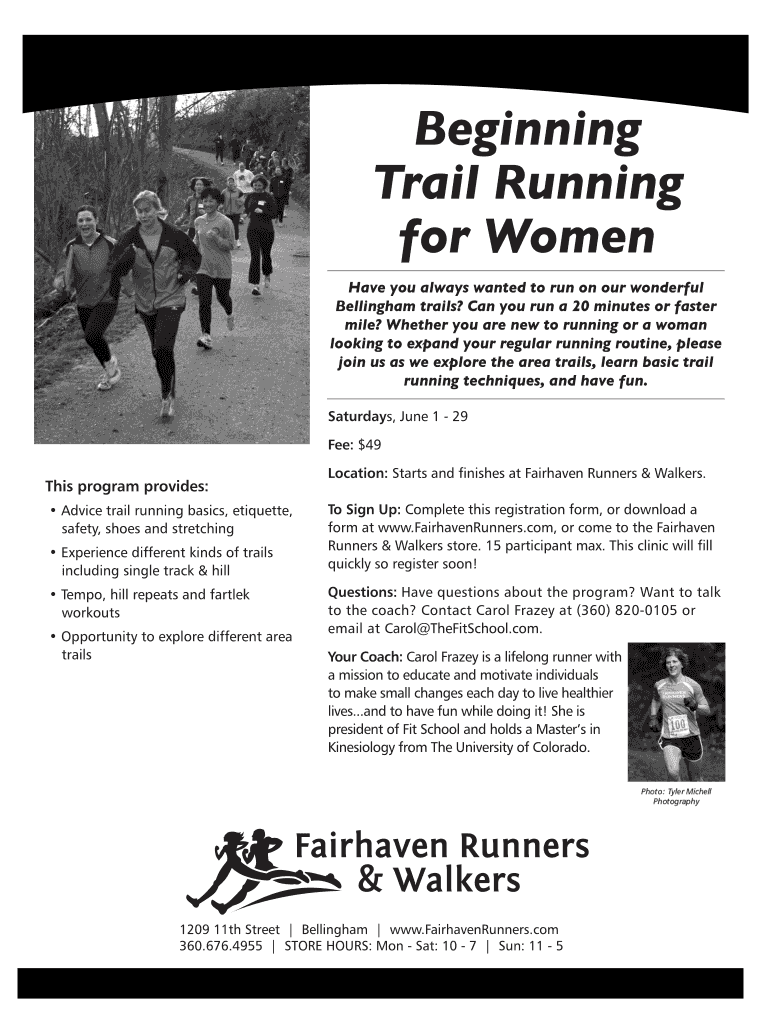 Fillable Online Trail Running Fax Email Print - pdfFiller