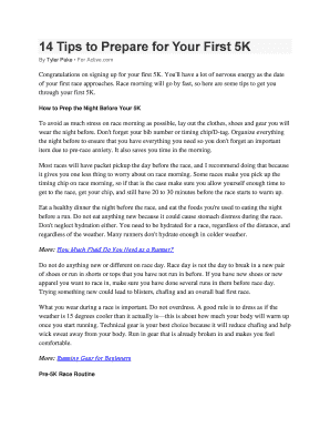 Fillable Online 14 Tips to Prepare for Your First 5K Fax Email Print - pdfFiller