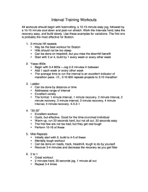Fillable Online Interval Training Workouts Fax Email Print - pdfFiller