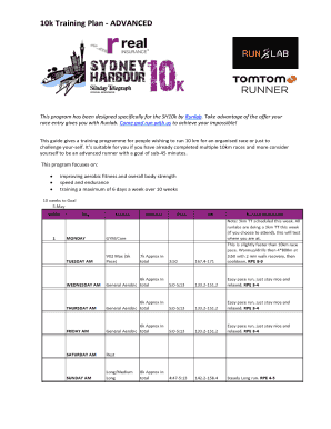 Fillable Online 10k Training Plan - ADVANCED Fax Email Print - pdfFiller