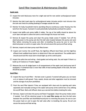 Fillable Online Sand Filter Inspection & Maintenance Checklist Fax ...