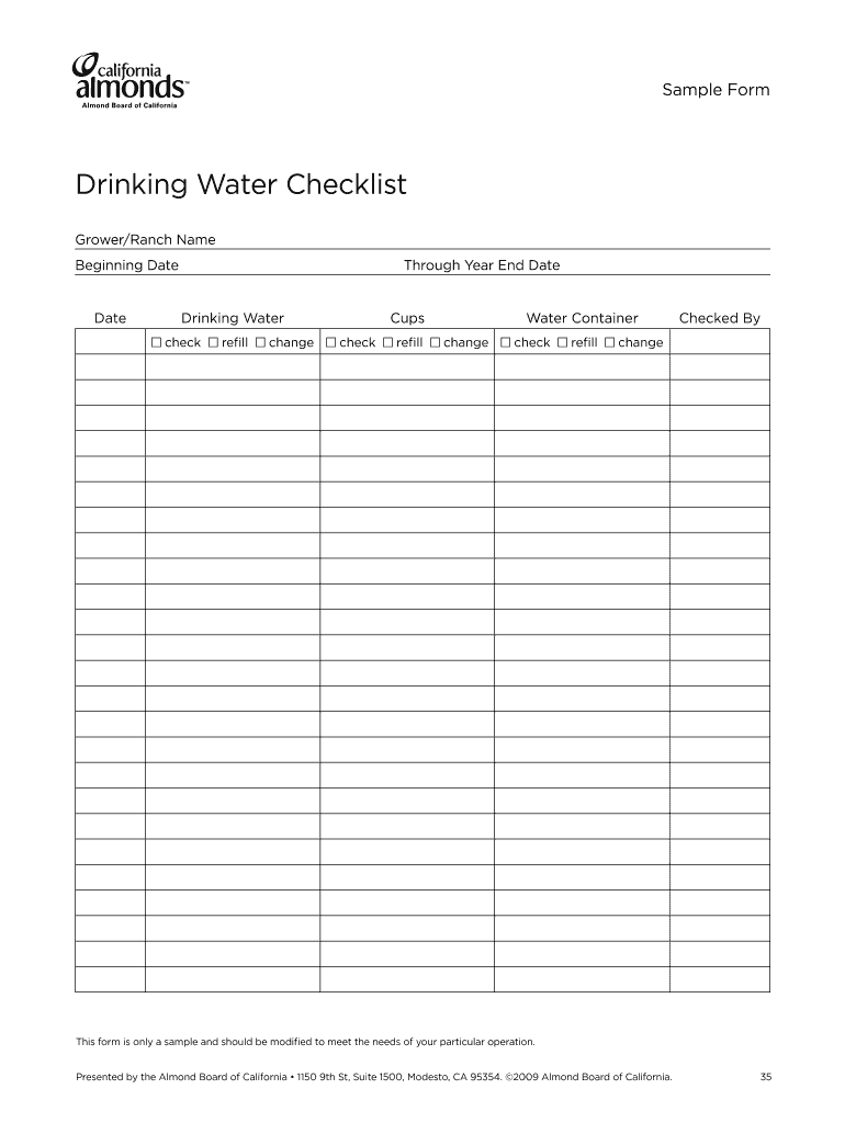Fillable Online Drinking Water Checklist Fax Email Print - pdfFiller