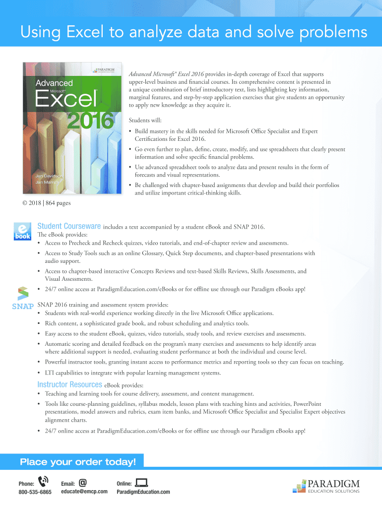 Fillable Online Using Excel to analyze data and solve problems Fax ...
