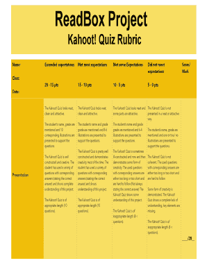 Fillable Online Quiz Rubric Fax Email Print - pdfFiller