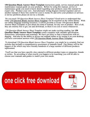 Fillable Online 150 Question Blank Answer Sheet Template instructions ...