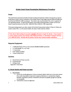 Fillable Online Stryker Smart Pump Preventative Maintenance Procedure ...