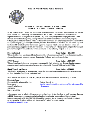 Fillable Online Title III Project Public Notice Template Fax Email ...