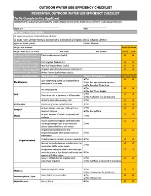 Fillable Online OUTDOOR WATER USE EFFICIENCY CHECKLIST Fax Email Print ...