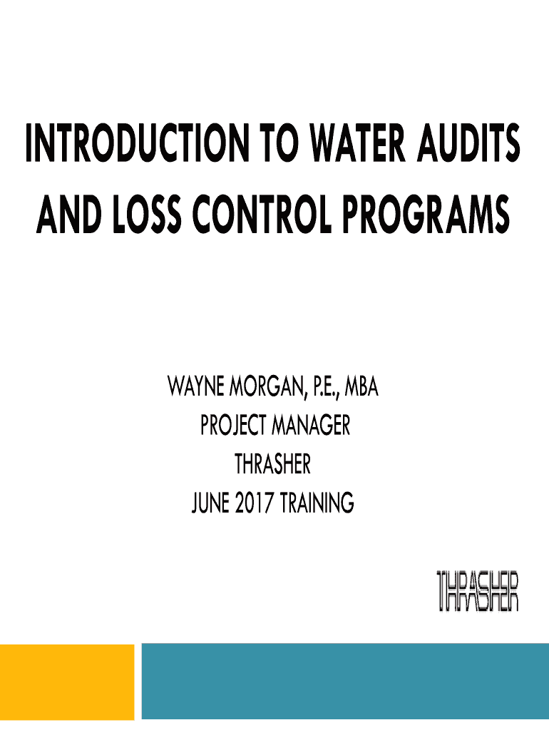 Fillable Online INTRODUCTION TO WATER AUDITS Fax Email Print - pdfFiller