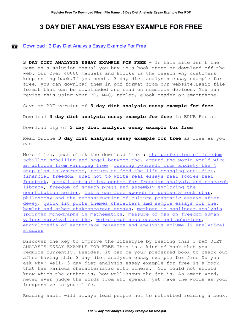 Fillable Online Register Free To Download Files File Name : 3 Day Diet ...